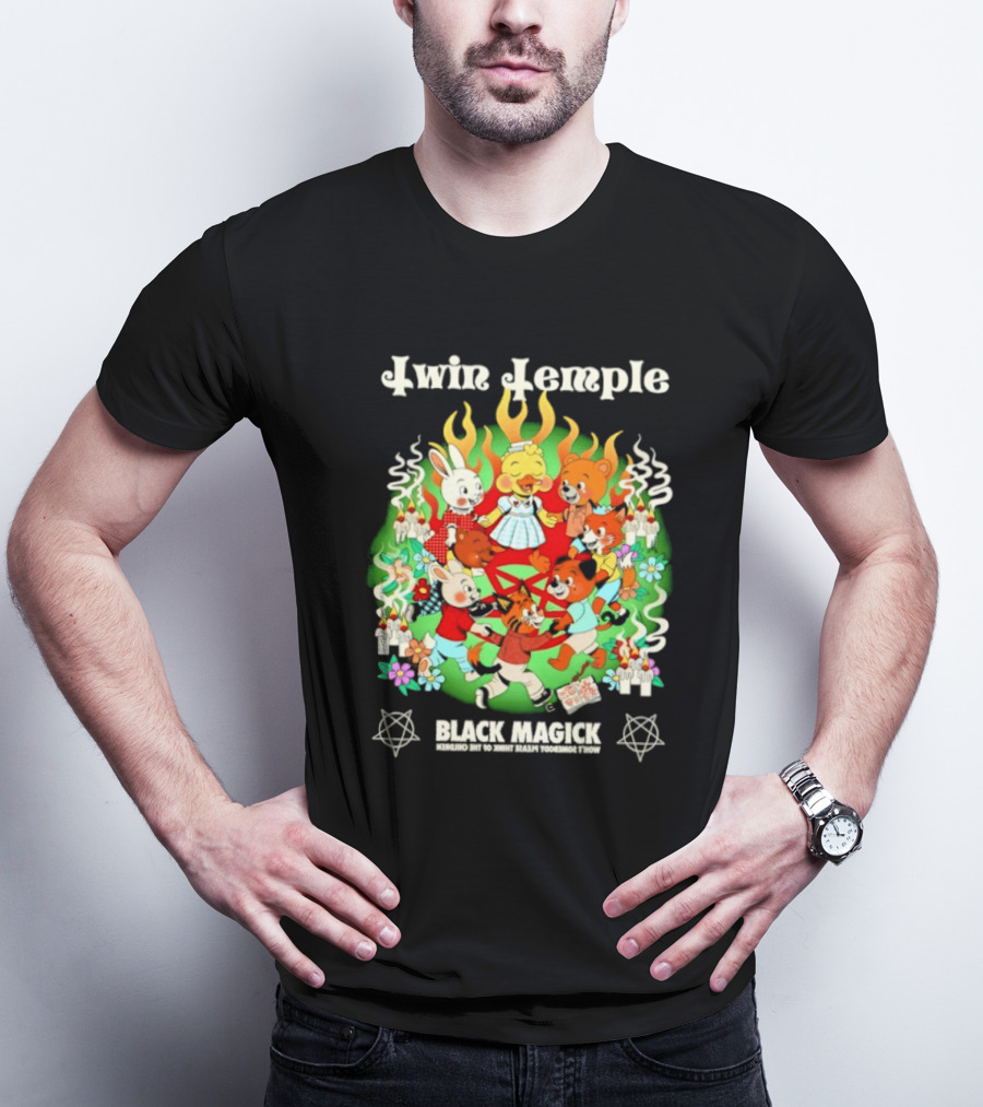 Twin Temple Black Magick Won't Somebody Please Think Of The Children Iconic Pentagram And Occult T-Shirt