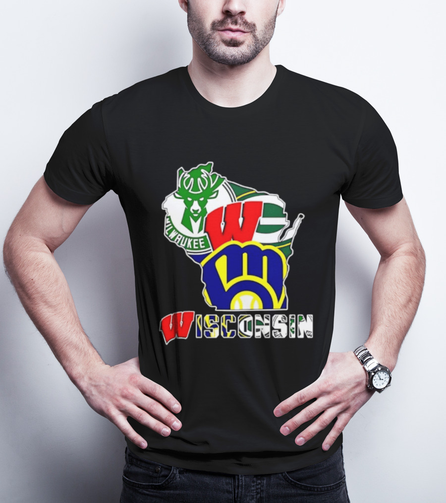 Milwaukee Bucks Green Bay Packers Milwaukee Brewers Collage Wisconsin T-Shirt