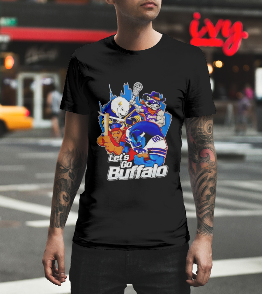 Let's Go Buffalo Bandits Sabres Bills Characters Sports Mascots T-Shirt