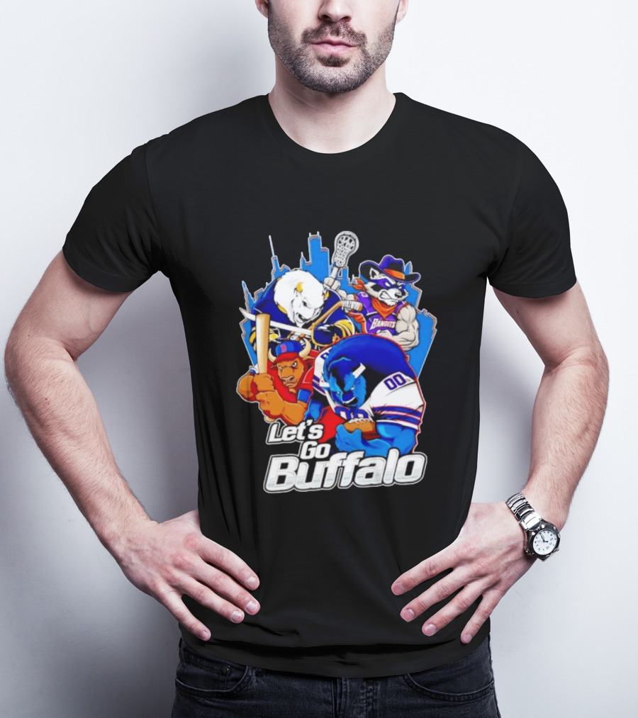 Let's Go Buffalo Bandits Sabres Bills Characters Sports Mascots T-Shirt