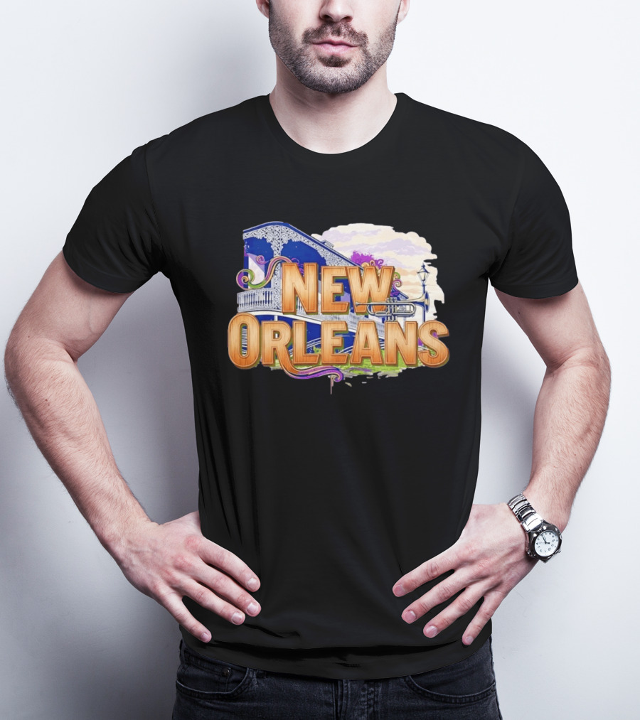 New Orleans Jazz Musical Vibes Trombone Balcony T-Shirt