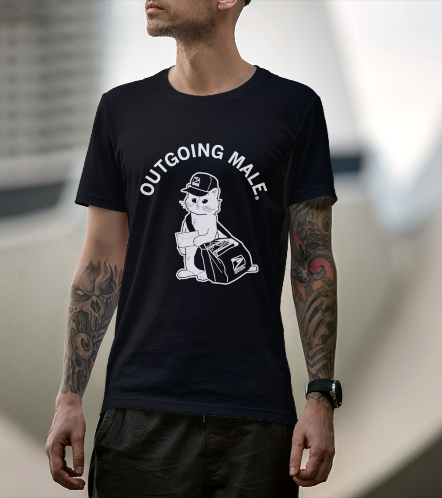 Outgoing Male Cat USPS Mailbag And Cap T-Shirt