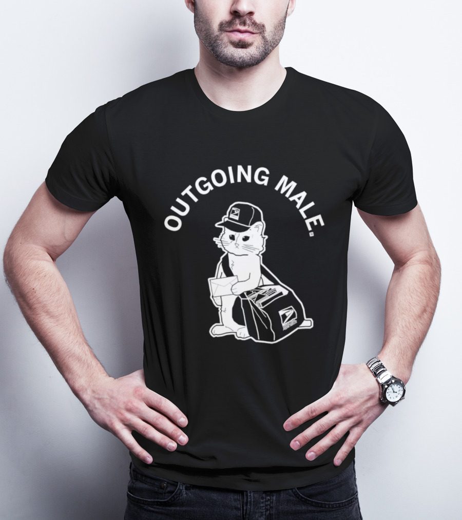 Outgoing Male Cat USPS Mailbag And Cap T-Shirt
