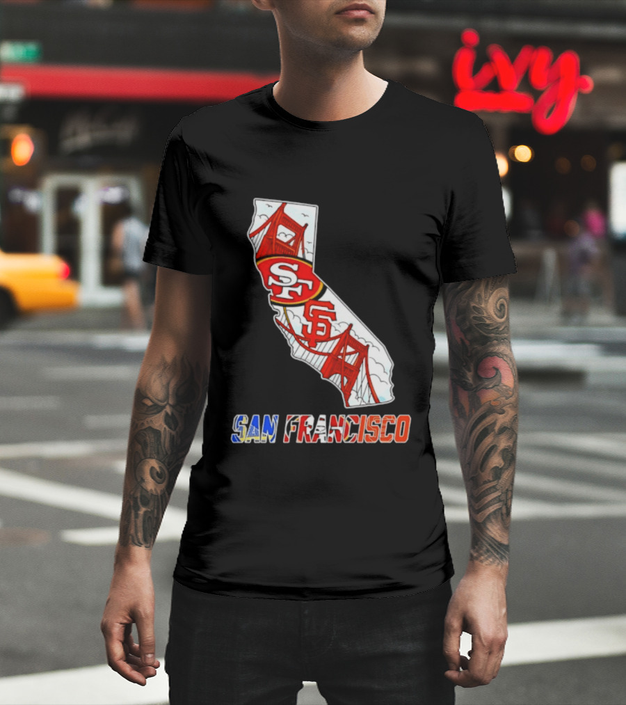 San Francisco 49ers Giants California Map T-Shirt