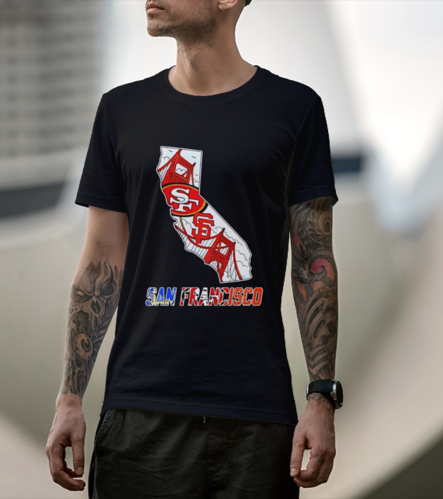 San Francisco 49ers Giants California Map T-Shirt
