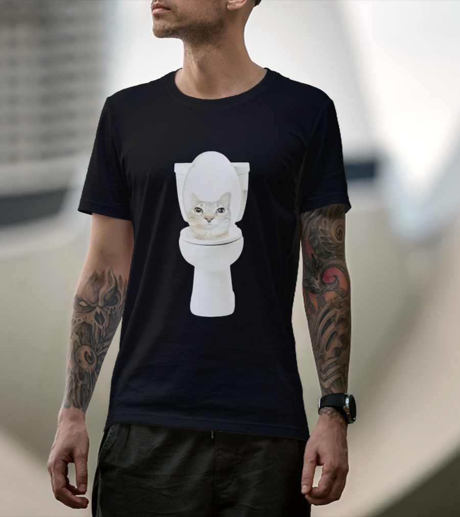 Skibidi Cat Toilet Humor Meme Fusion T-Shirt