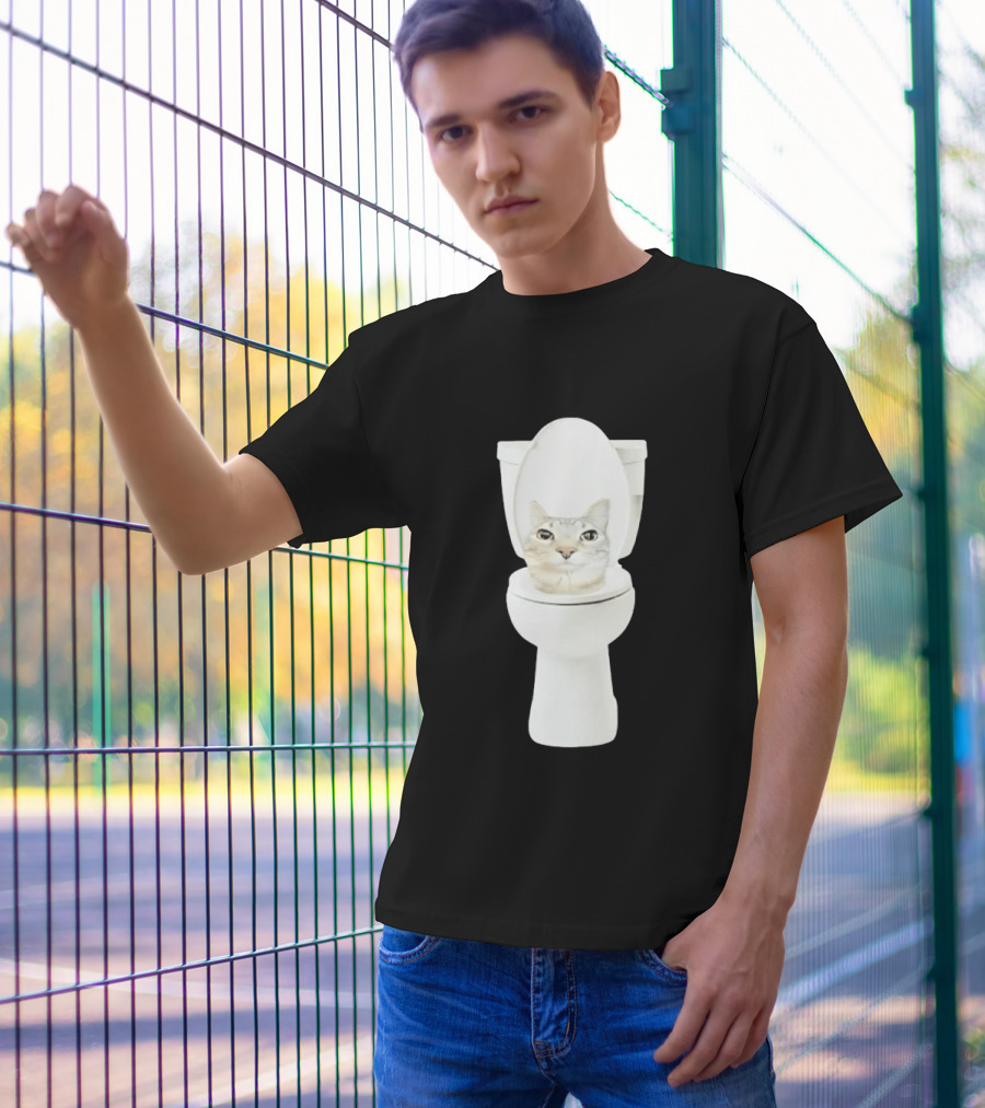 Skibidi Cat Toilet Humor Meme Fusion T-Shirt