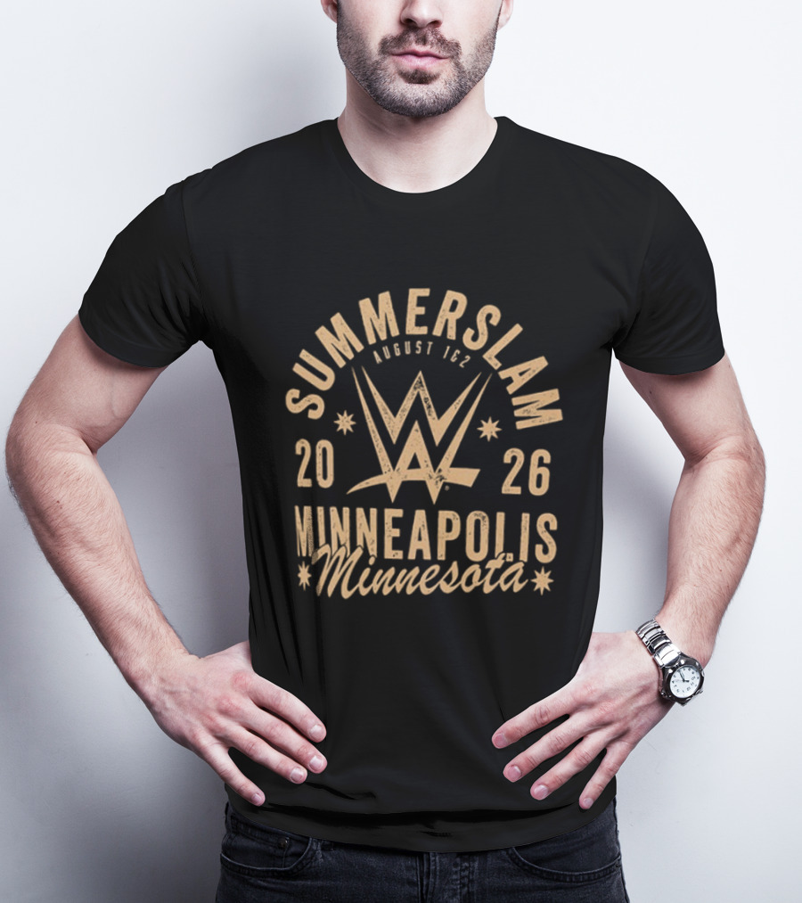 SummerSlam 2026 August 1 & 2 Minneapolis Minnesota WWE Wrestling Event 2 Sided T-Shirt