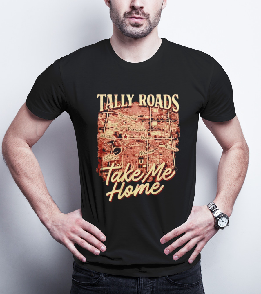 Tally Roads Map Take Me Home Tennessee Pensacola Stadium Monroe T-Shirt
