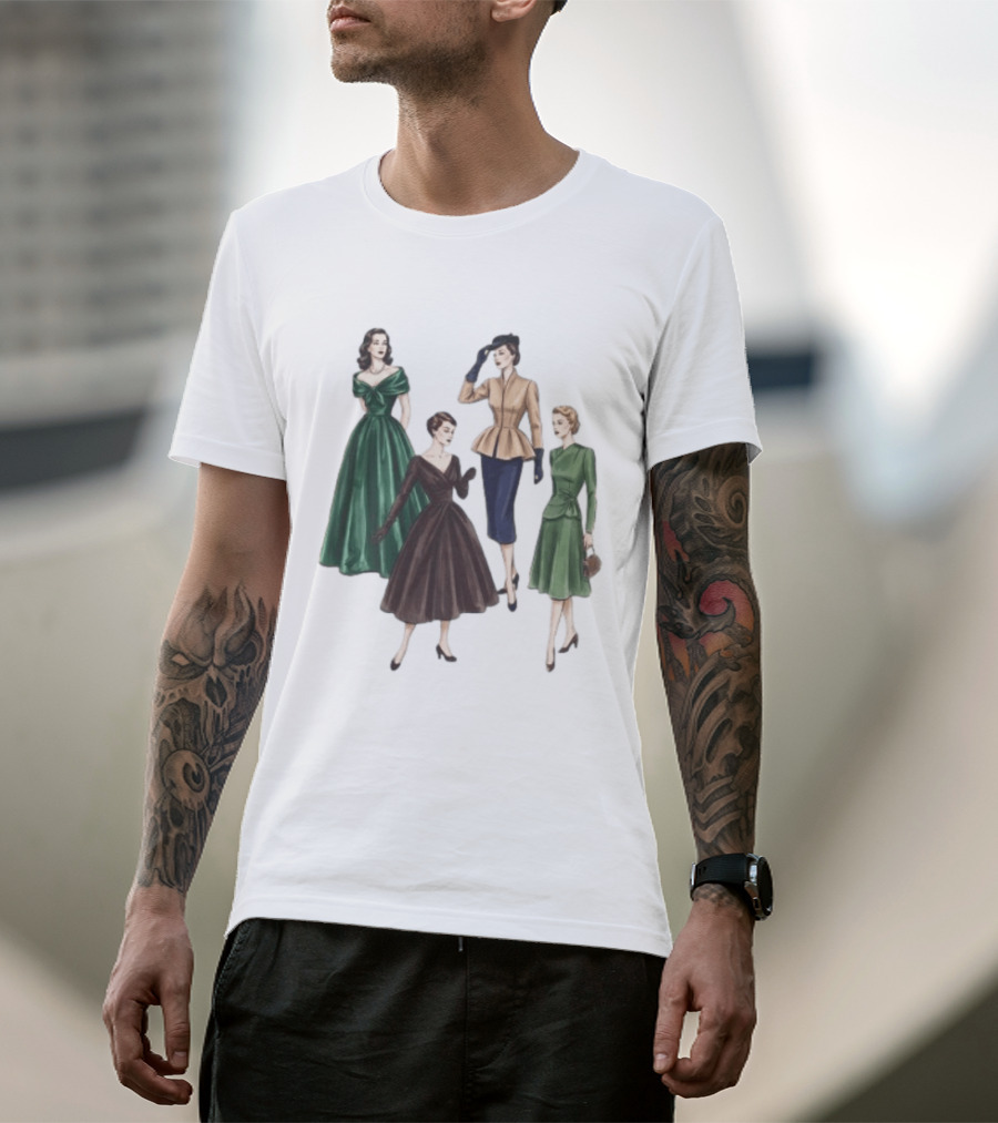 1950s Vintage Fashion Elegant Ladies Dresses T-Shirt