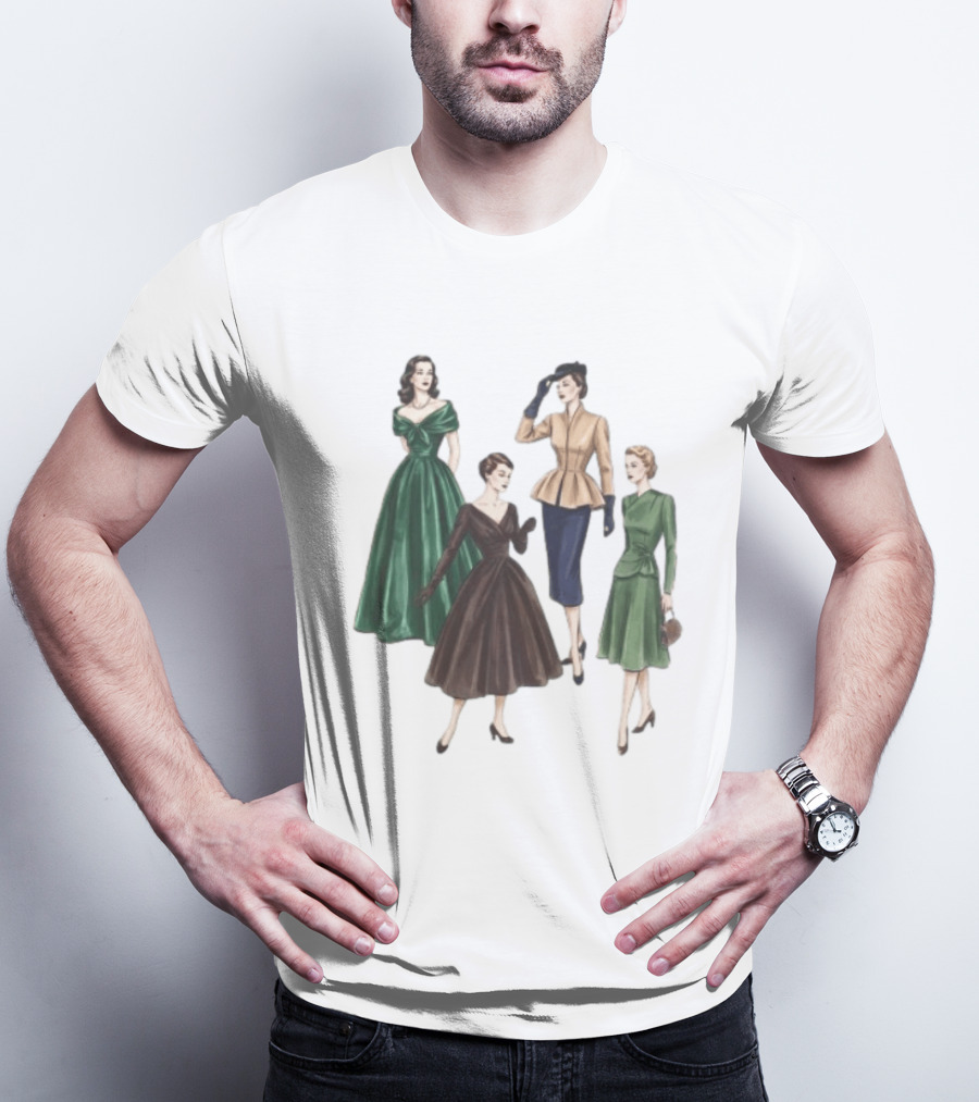 1950s Vintage Fashion Elegant Ladies Dresses T-Shirt