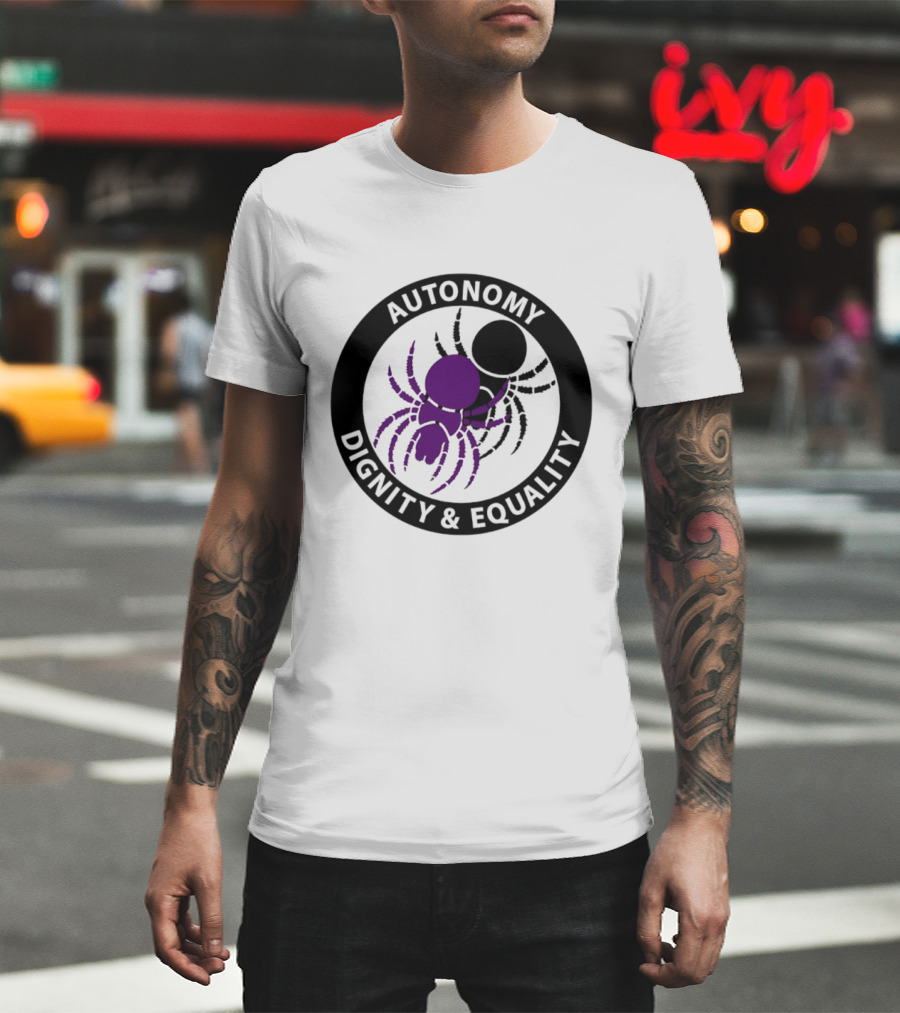 Autonomy Dignity Equality Purple Spider Emblem Social Justice T-Shirt