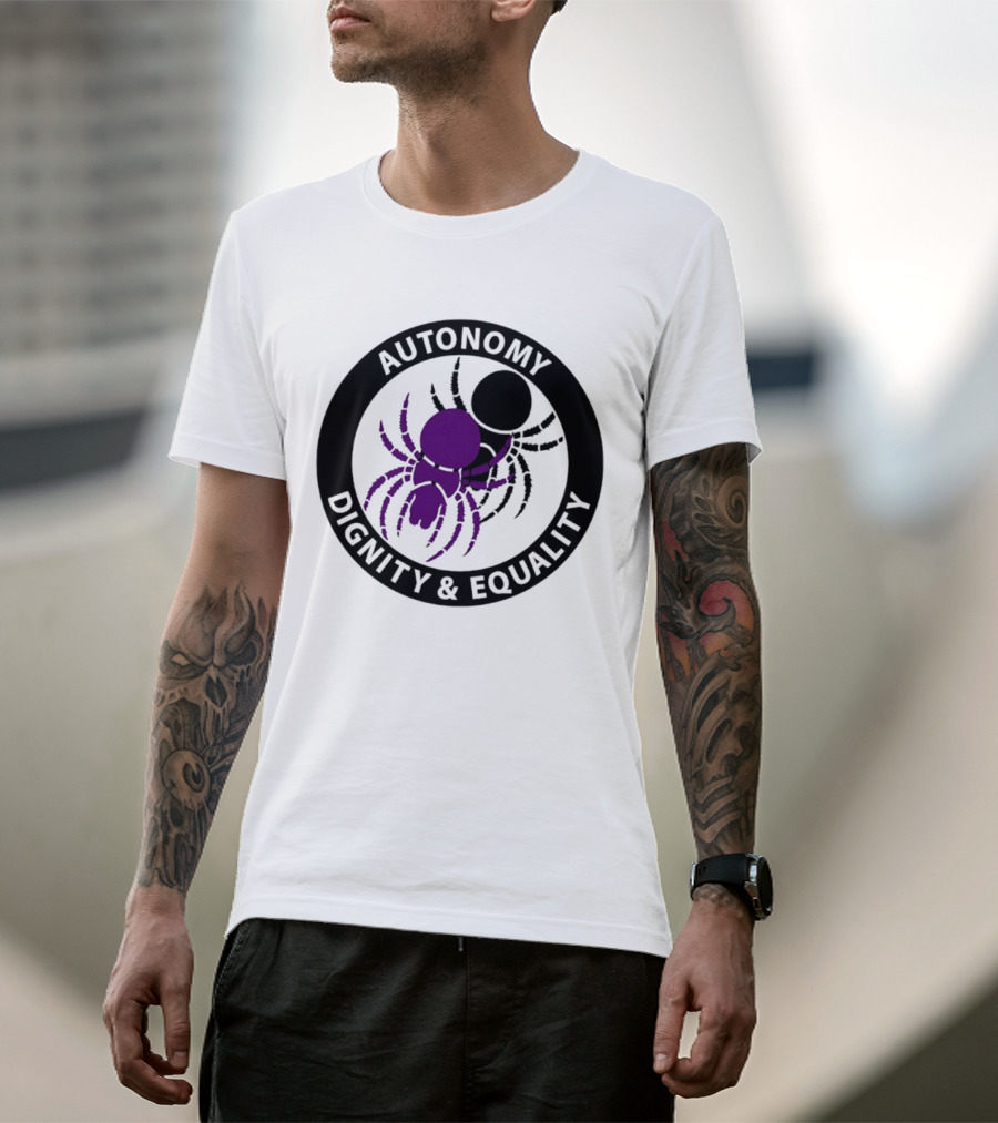 Autonomy Dignity Equality Purple Spider Emblem Social Justice T-Shirt
