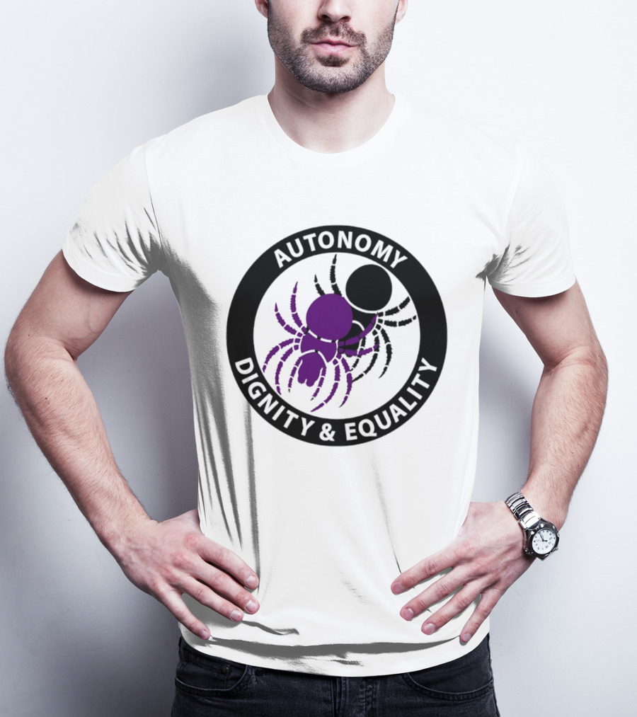 Autonomy Dignity Equality Purple Spider Emblem Social Justice T-Shirt