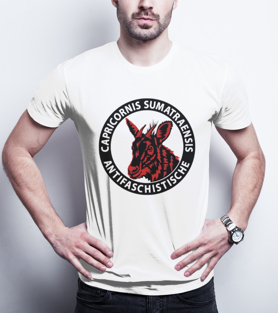 Capricornis Sumatraensis Antifaschistische Red Goat T-Shirt