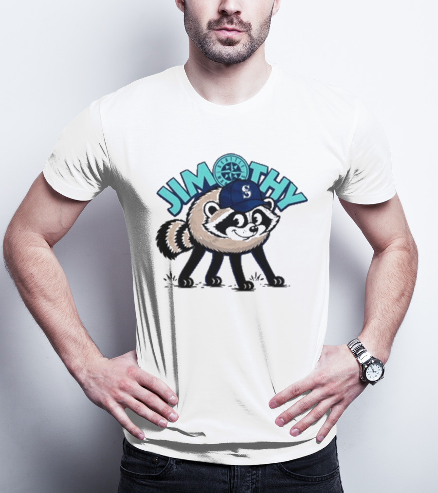 Jimothy Raccoon Seattle Night Cap With Star Compass T-Shirt