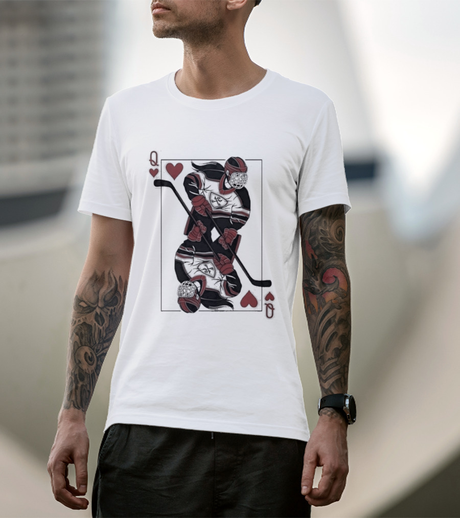 Queen Of Hearts Hockey Playing Card T-Shirt