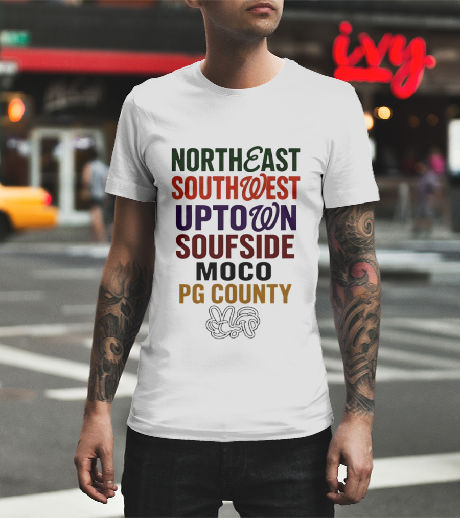 Northeast Southwest Uptown Soufside Moco PG County Peace Gesture T-Shirt