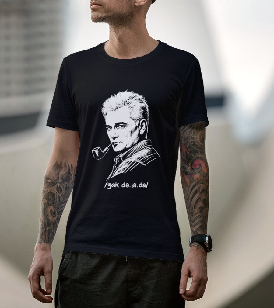 Jacques Derrida Zak De.ʁi.da Philosophy Pipe Sketch T-Shirt