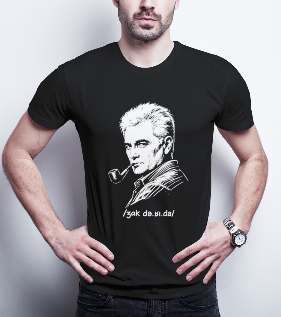 Jacques Derrida Zak De.ʁi.da Philosophy Pipe Sketch T-Shirt