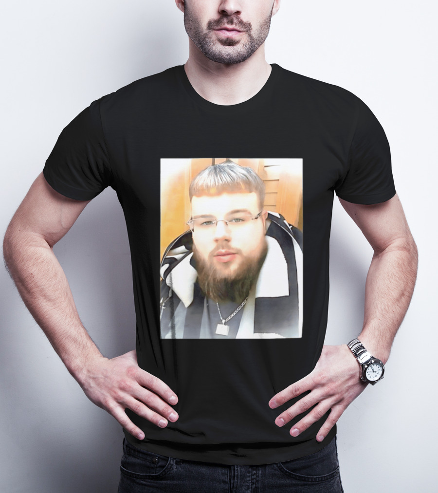 Joeyy Miracle Face Person Wearing Glasses And Chain With Striped Scarf T-Shirt