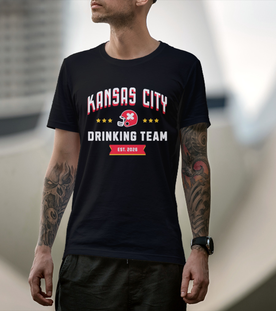 Kansas City Drinking Team Football Est 2026 Helmet Stars T-Shirt
