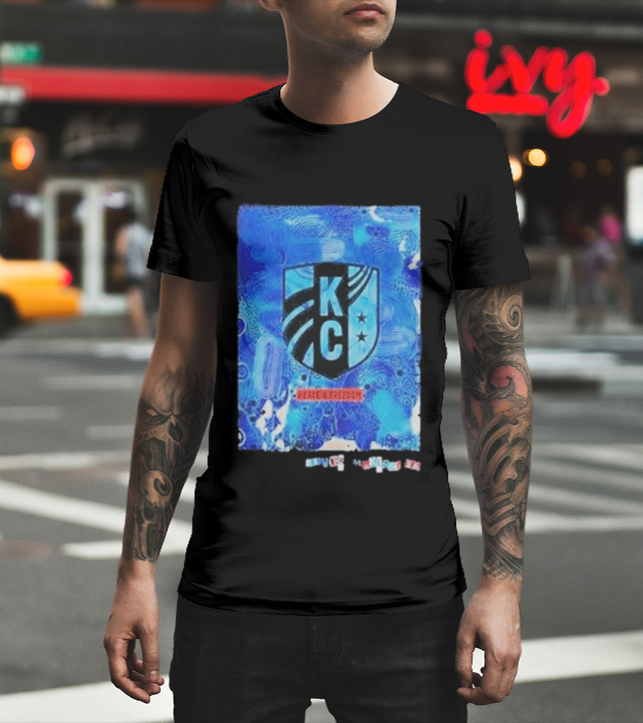 Kansas City Current KC Peace Freedom Blue T-Shirt