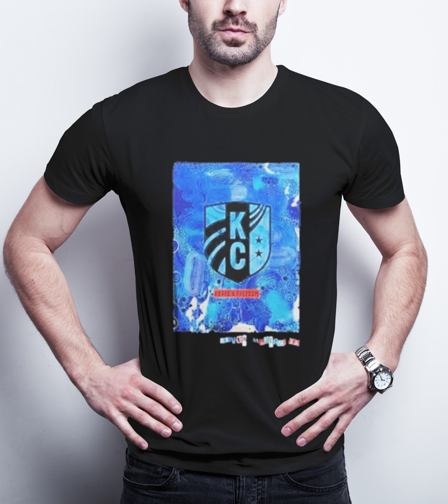 Kansas City Current KC Peace Freedom Blue T-Shirt