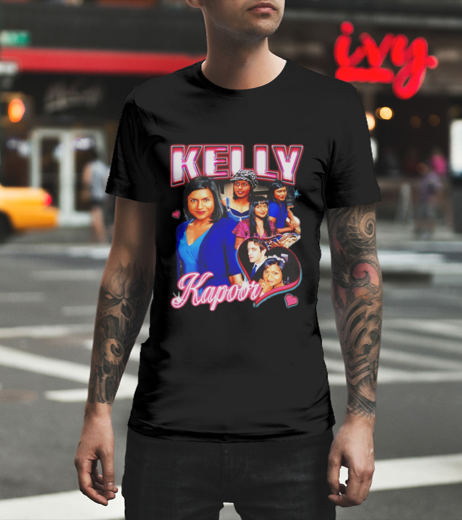 Kelly Kapoor 90s Bootleg Style With Hearts And Character Collage T-Shirt