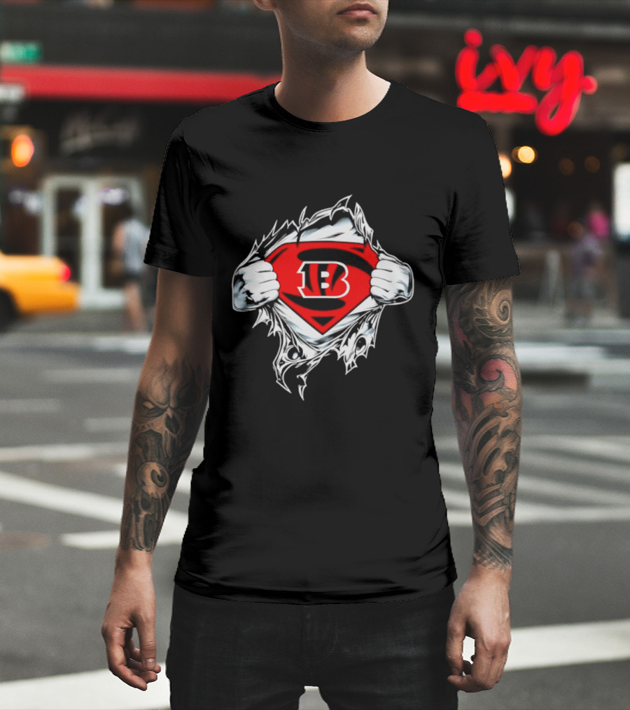 Cincinnati Bengals 13 Superman Symbol Football T-Shirt