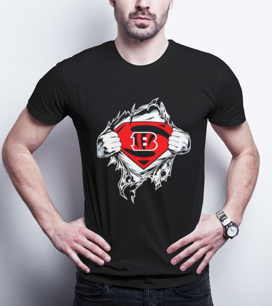 Cincinnati Bengals 13 Superman Symbol Football T-Shirt