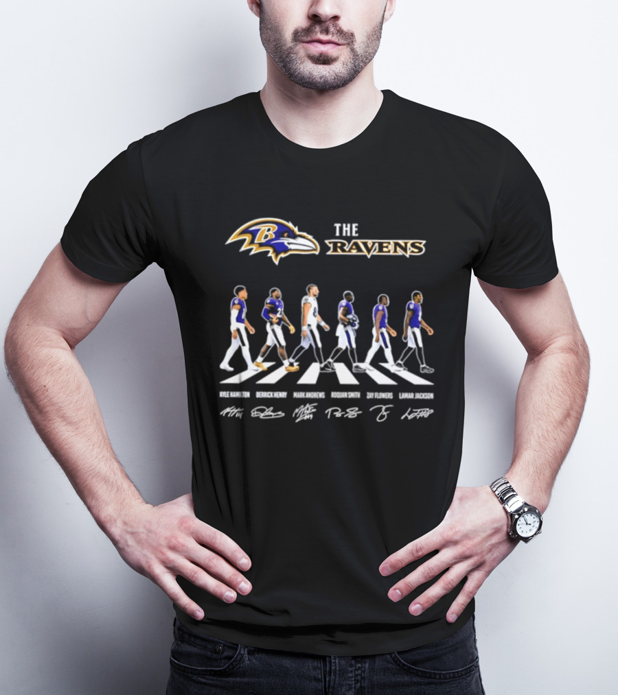 Baltimore Ravens Kyle Hamilton Derrick Henry Mark Andrews Roquan Smith Zay Flowers Lamar Jackson Walk Signatures T-Shirt