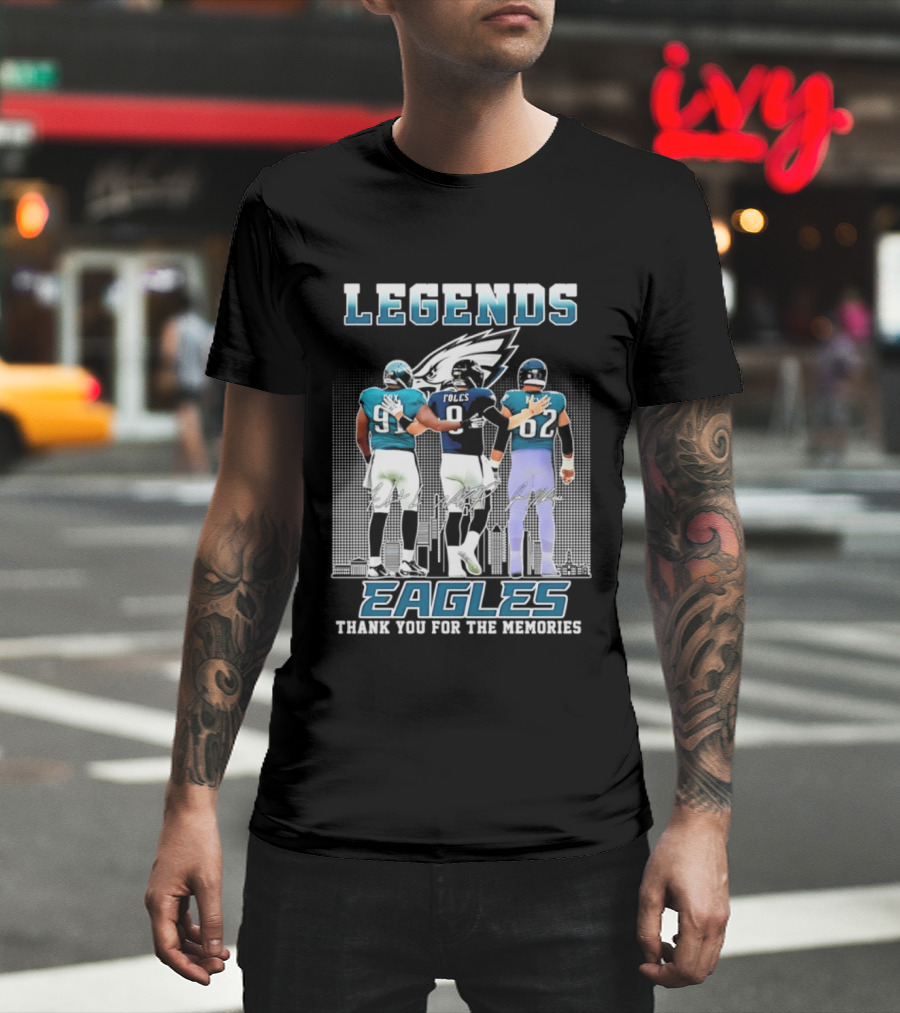 Eagles Legends Cox Foles Kelce Thank You For The Memories T-Shirt