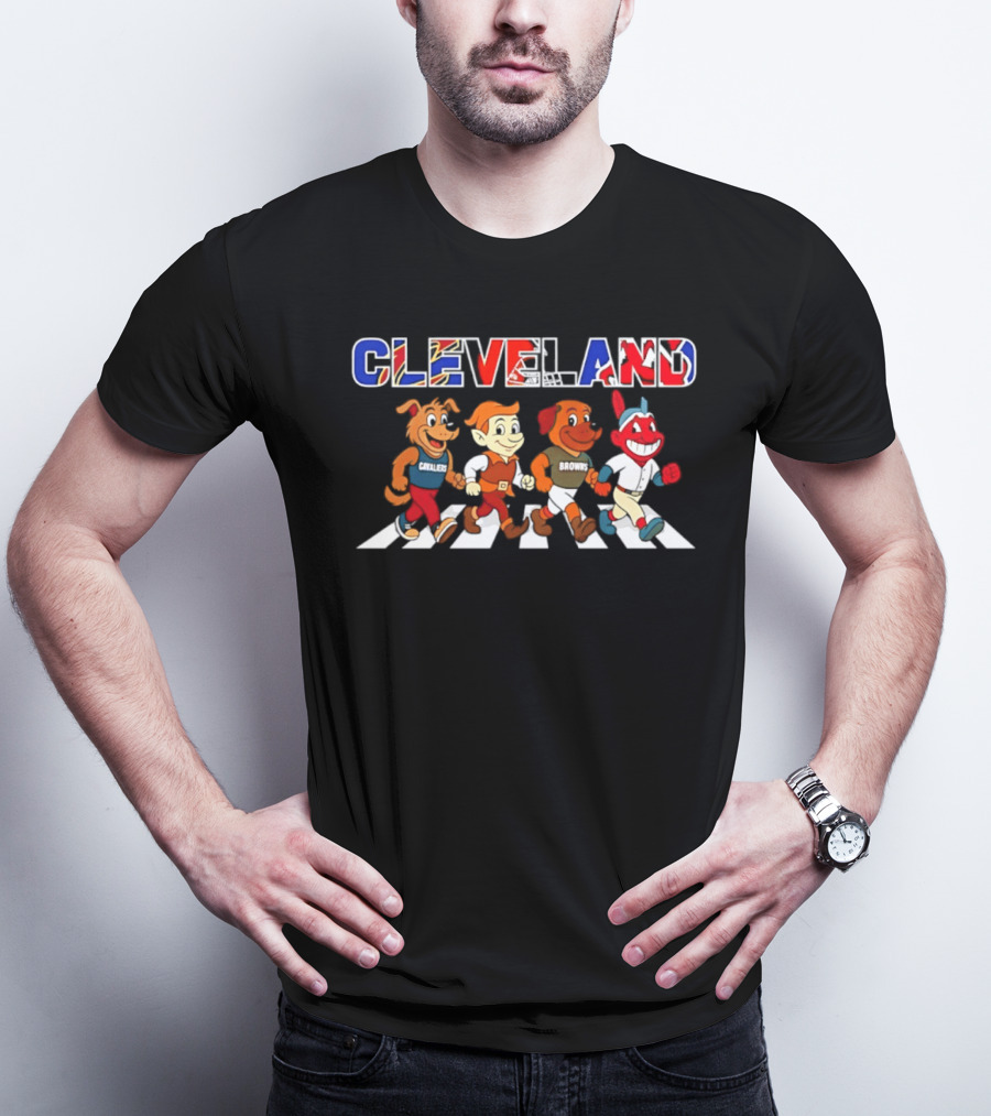 Cleveland Cavaliers Browns Indians Abbey Road Characters 2026 T-Shirt