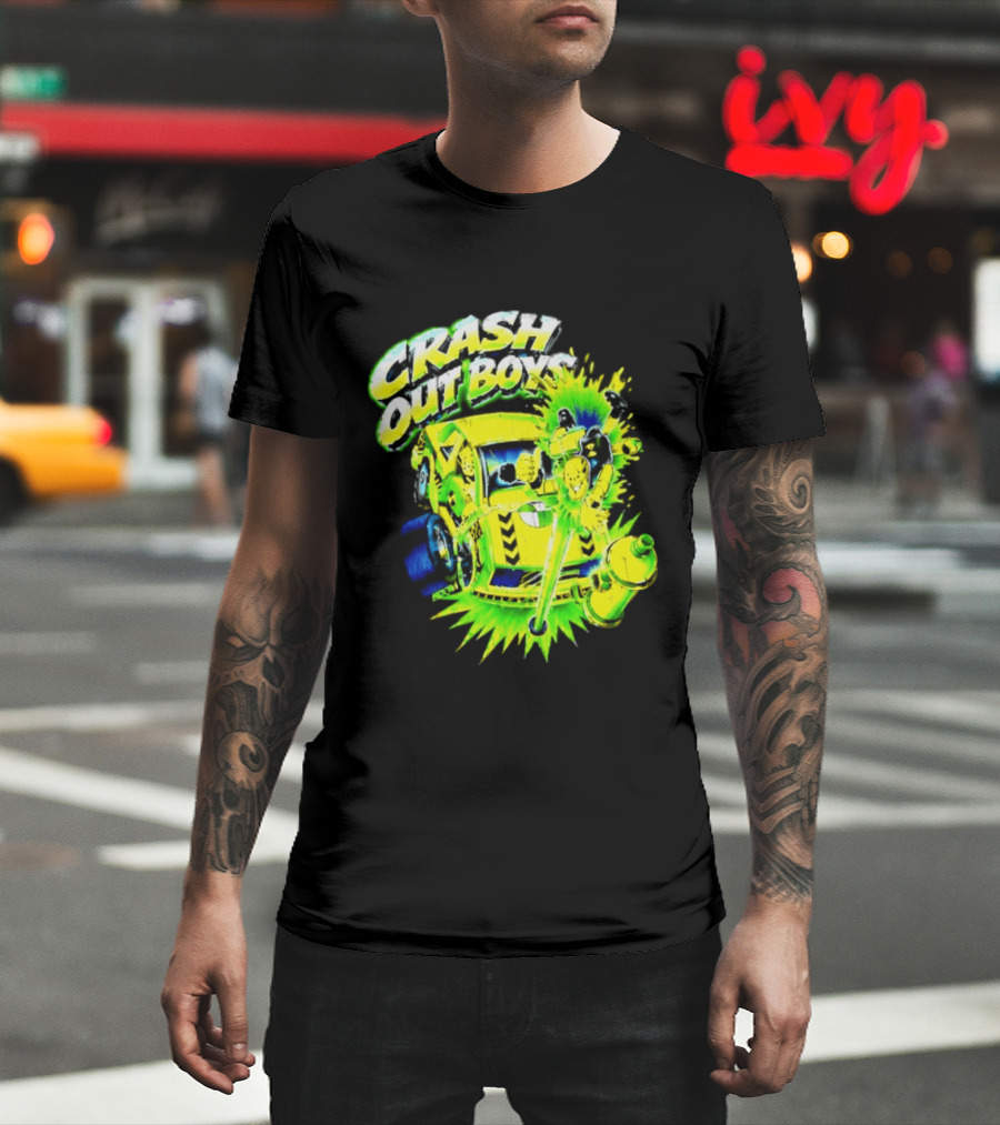 Crash Out Boys Neon Green Punk Streetwear Sludge T-Shirt