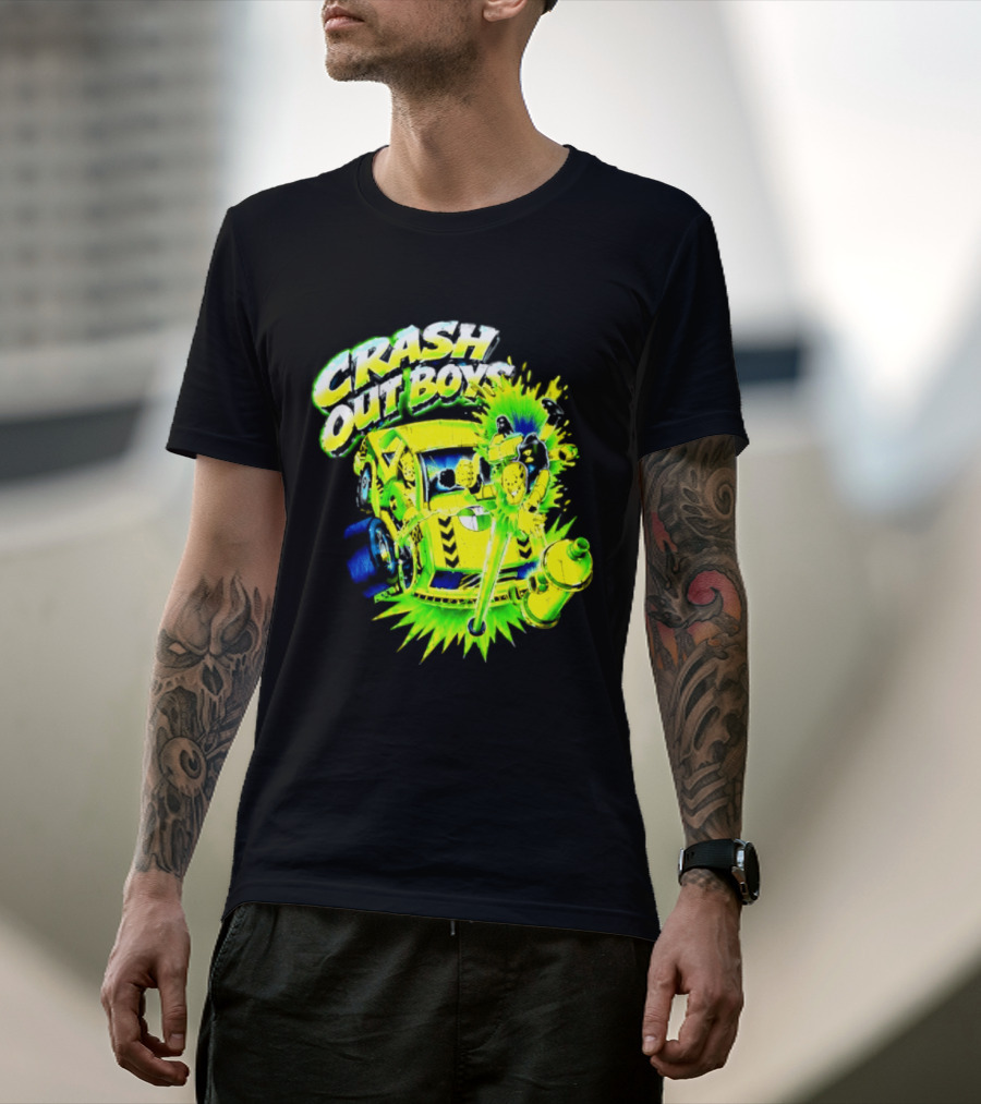 Crash Out Boys Neon Green Punk Streetwear Sludge T-Shirt