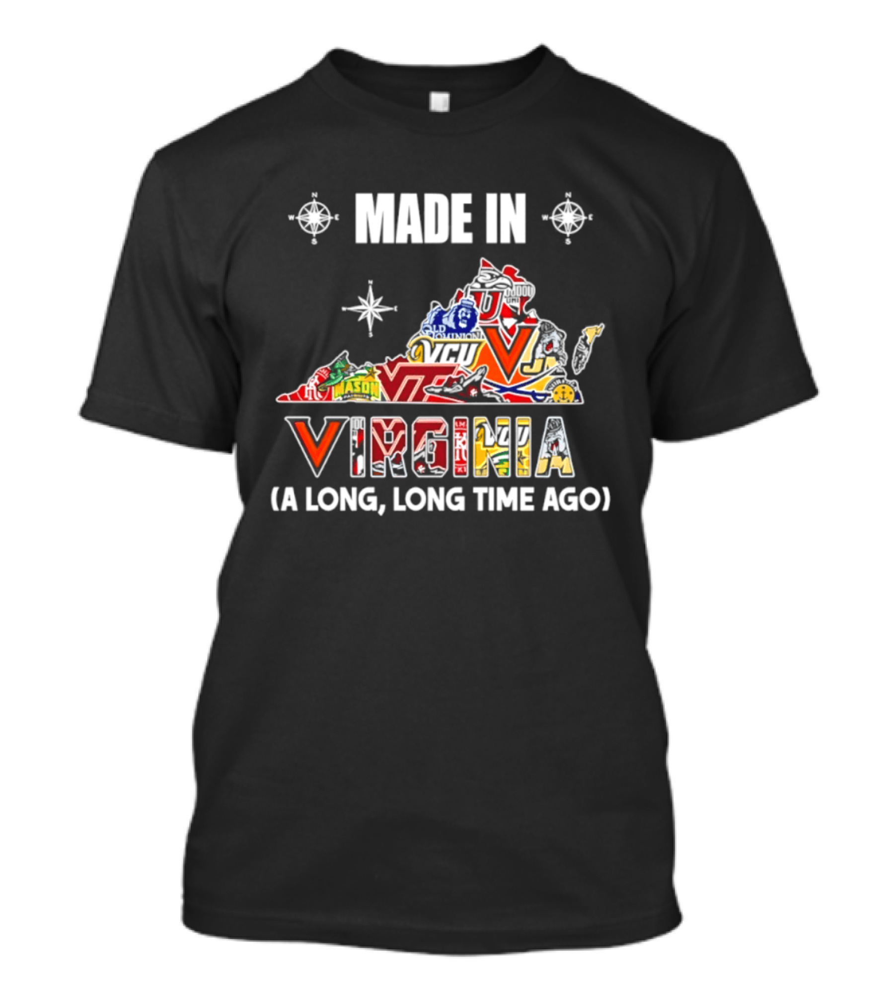 Made In Virginia Sports Team Map Virginia A Long Long Time Ago T-Shirt