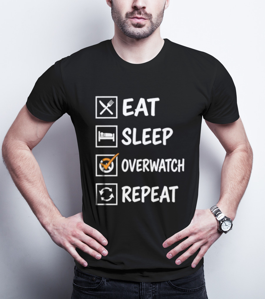 Eat Sleep Over Repeat Gaming Checklist Gamer T-Shirt