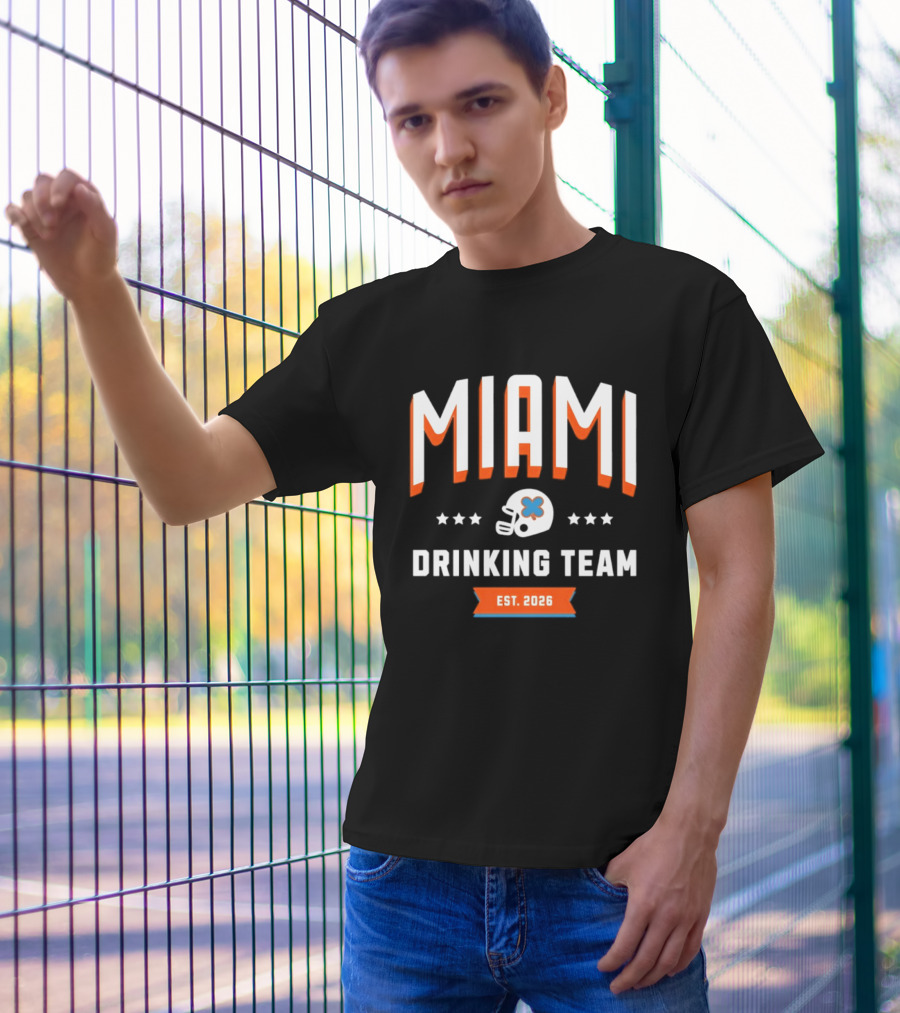 Miami Dolphins Drinking Team Est 2026 Football Helmet Stars T-Shirt