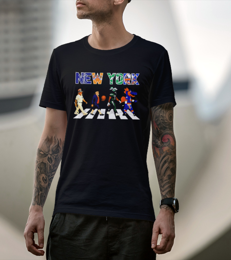 New York Yankees Knicks Jets Islanders Abbey Road Sports T-Shirt
