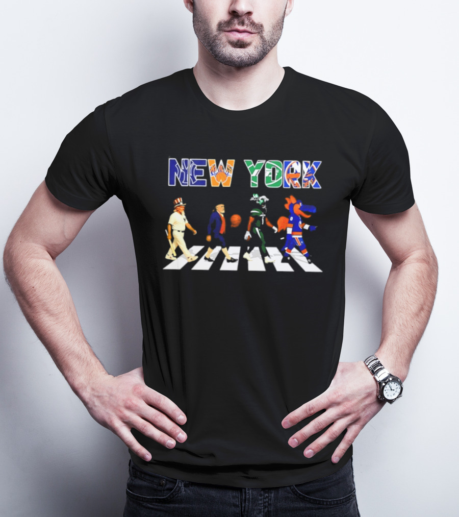 New York Yankees Knicks Jets Islanders Abbey Road Sports T-Shirt