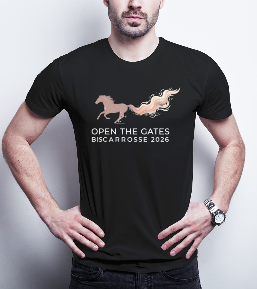 Open The Gates Biscarrosse 2026 Horse With Flowing Tail T-Shirt
