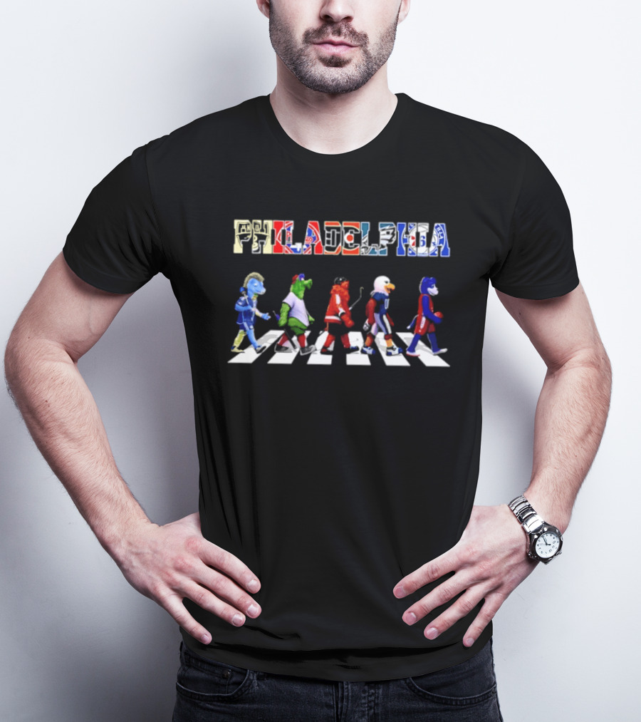 Philadelphia Sports Mascots Abbey Road Walk T-Shirt