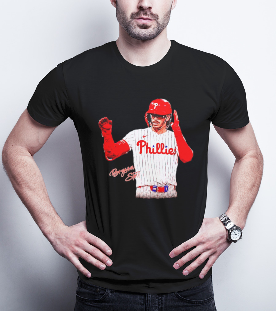 Philadelphia Phillies Bryson Stott Baseball Player Red And White Uniform T-Shirt