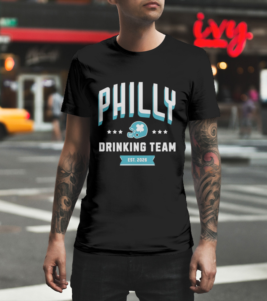 Philly Drinking Team Est 2026 Football Helmet Stars T-Shirt