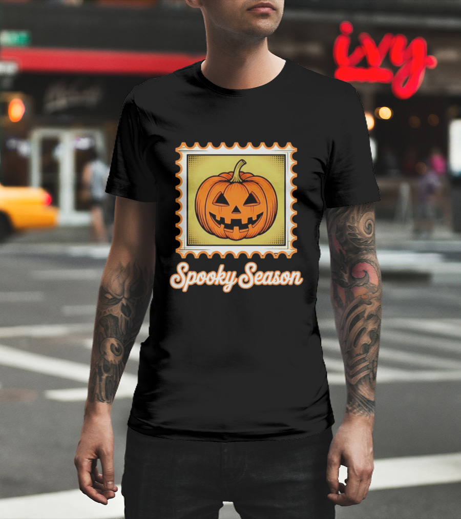 Spooky Season Pumpkin Stamp Halloween T-Shirt