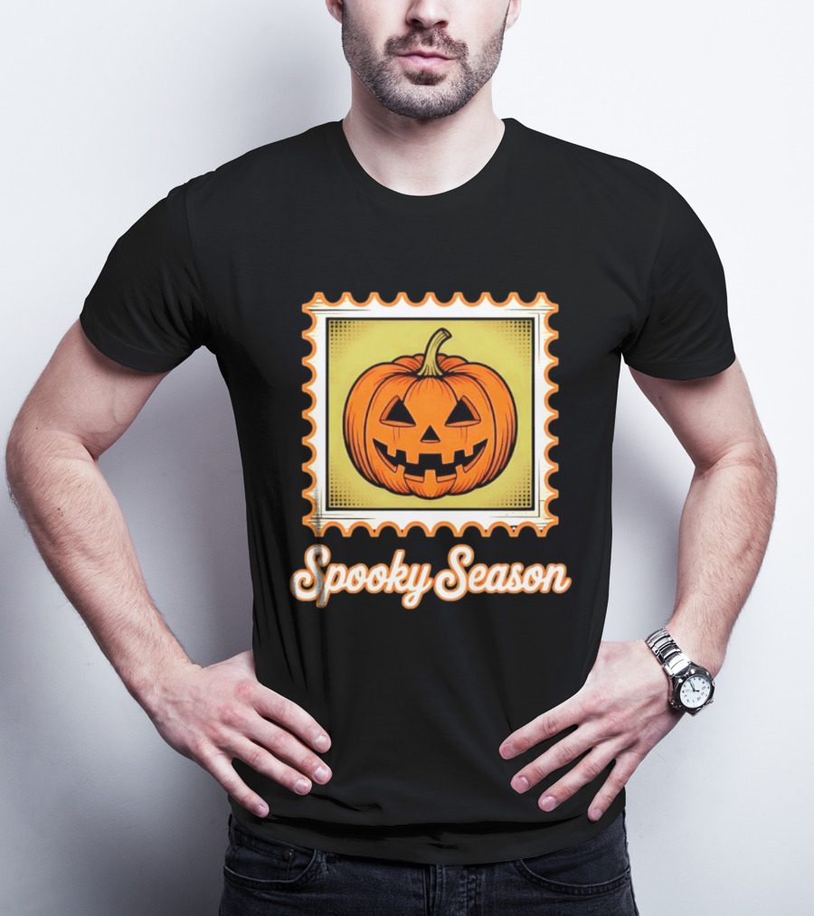Spooky Season Pumpkin Stamp Halloween T-Shirt