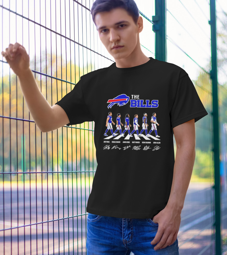 The Bills Josh Allen Joey Bosa Khalil Shakir James Cook Keon Coleman Matt Prater Abbey Road NFL Signatures T-Shirt