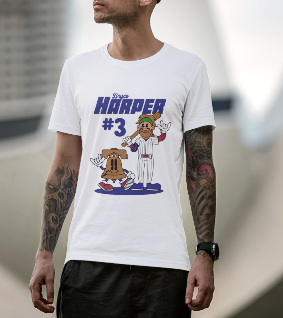 Bryce Harper #3 Philadelphia Phillies MLB Liberty Bell Animated Players T-Shirt