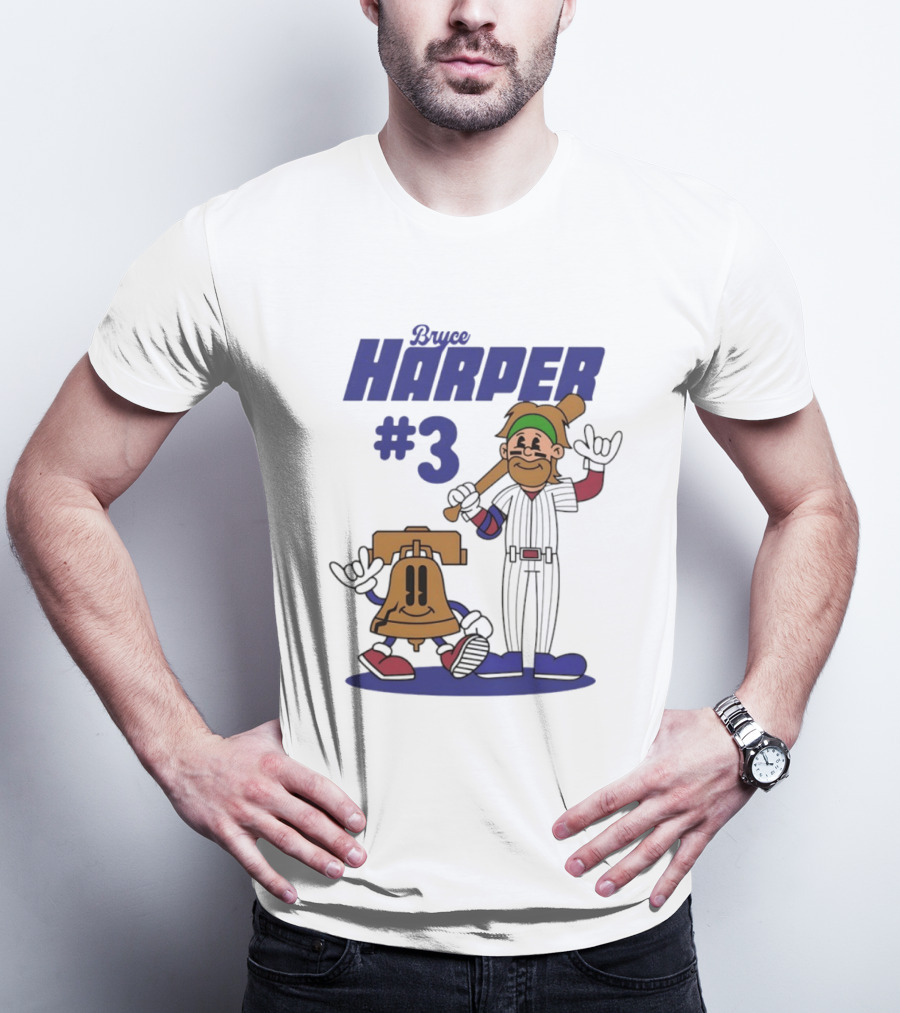 Bryce Harper #3 Philadelphia Phillies MLB Liberty Bell Animated Players T-Shirt